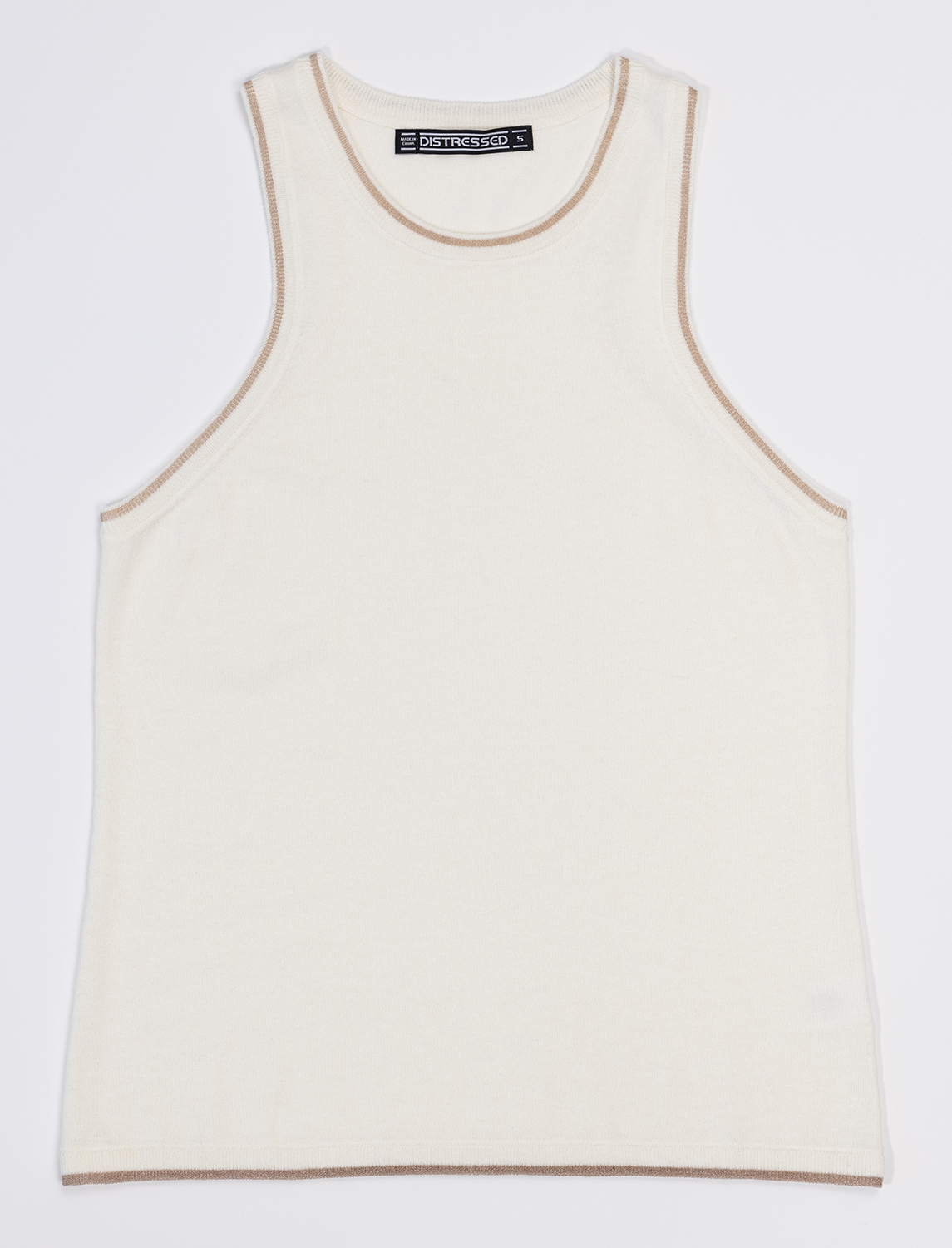 Cora Cotton–Silk–Cashmere Knit Racer Tank | Distressed NYC